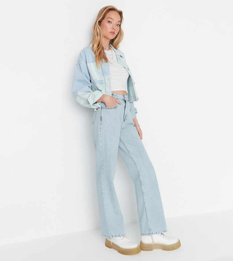Buy Trendyol High Rise 90's Wide Leg Jeans In Blue | 6thStreet Qatar