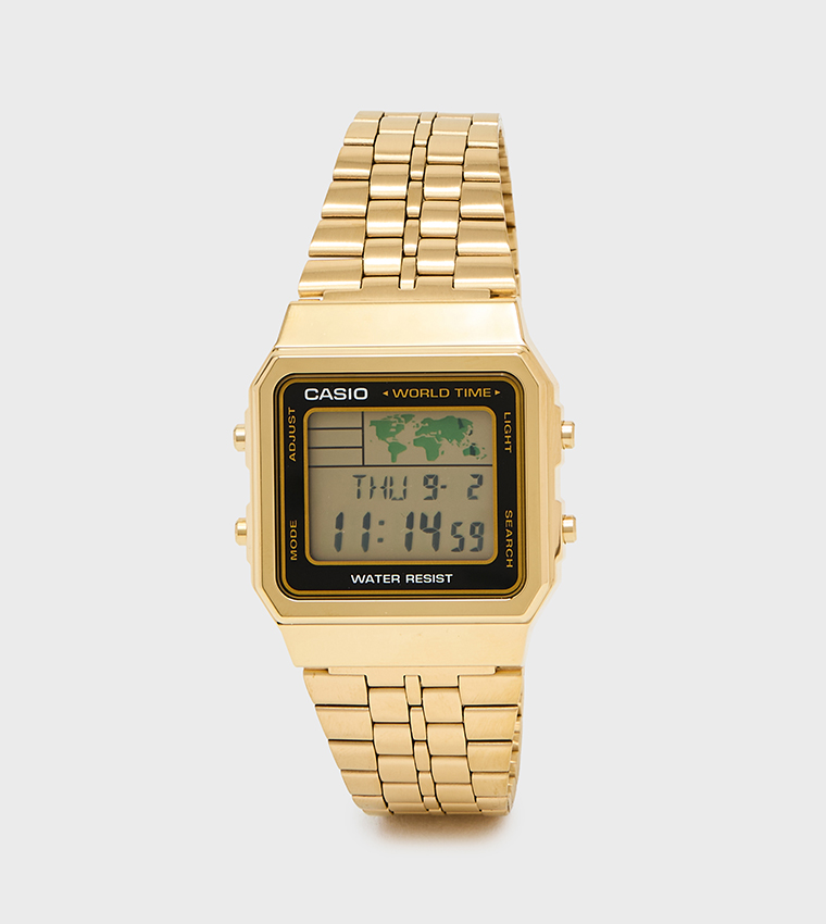 Buy Casio Gold Dial Stainless Steel Strap Digital Watch In Gold ...