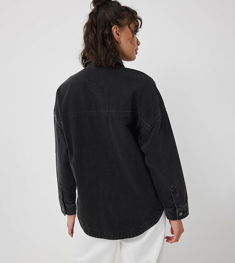 Buy Ardene Pocket Detail Denim Jacket In Black | 6thStreet Kuwait
