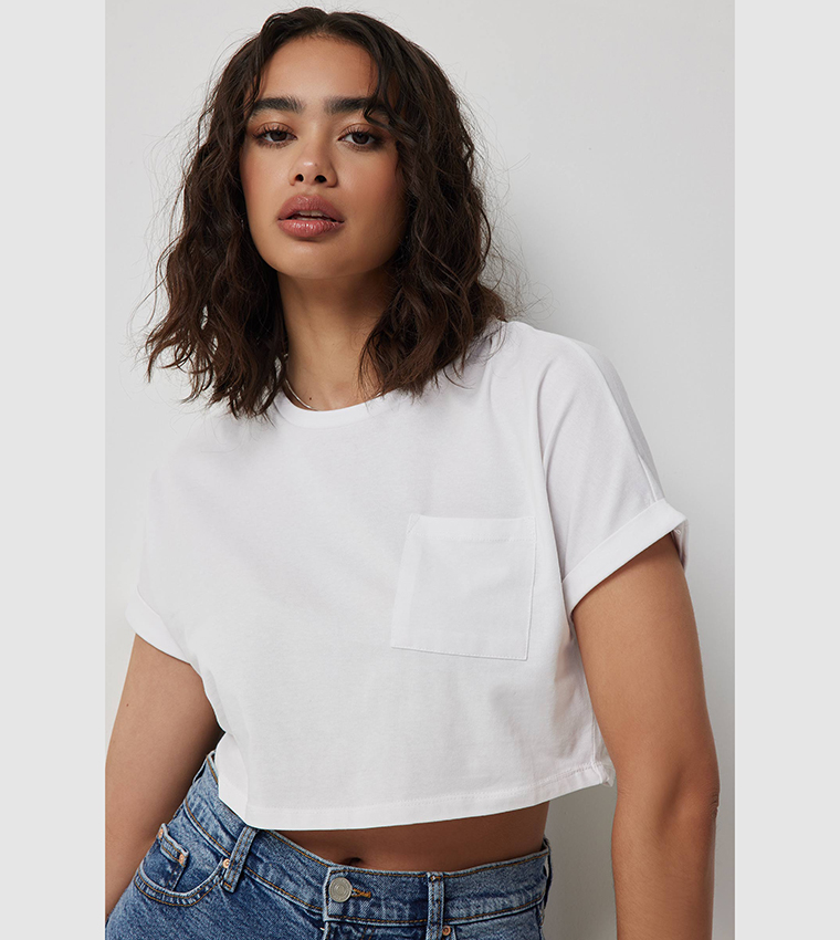 Buy Ardene Solid Organic Cotton Crop T Shirt In White | 6thStreet UAE