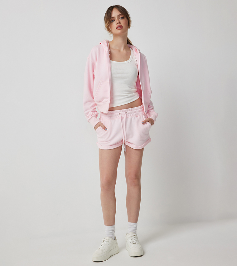 Buy Ardene Drawstring Waist Sweatshorts In Pink | 6thStreet UAE