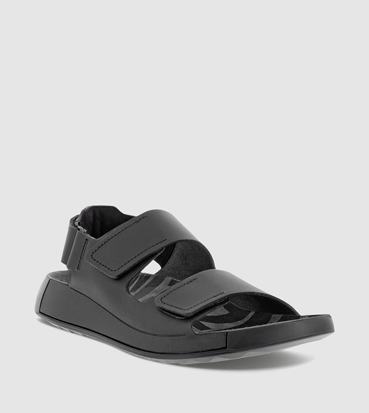 Buy ECCO COZMO Velcro Double Strap Casual Sandals In Black | 6thStreet ...