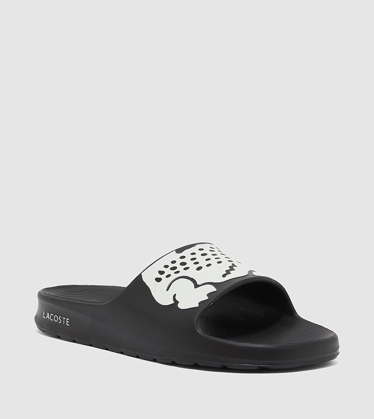 Buy Lacoste Croco Logo Embossed Slides In Black | 6thStreet UAE