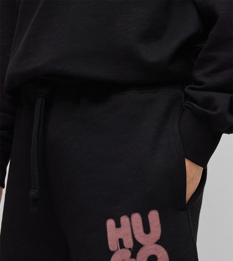Buy HUGO Graffiti Style Stacked Logo Shorts In Black | 6thStreet UAE