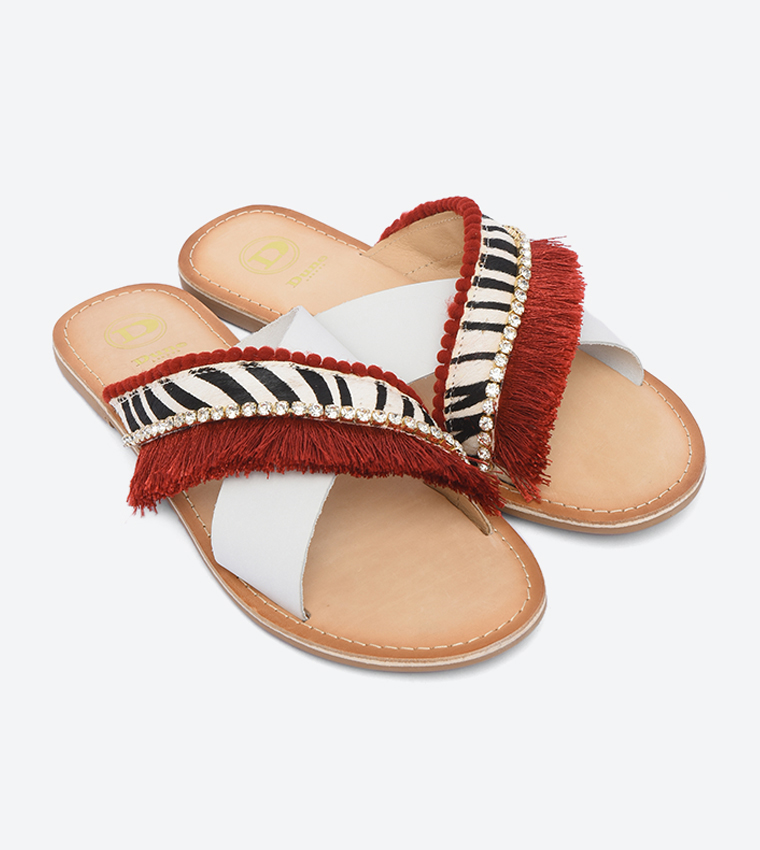 Buy Dune London Lumos Zebra Print Flat Sandals Multi In Multiple Colors ...