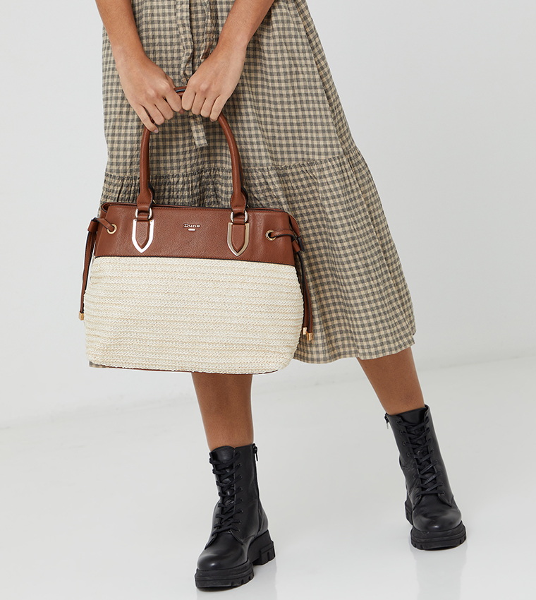 Buy Dune London Dagny Raffia Tote Bag In Tan | 6thStreet UAE