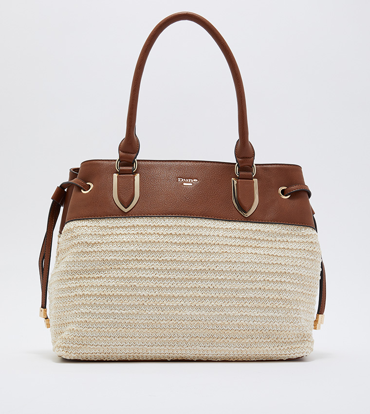 Buy Dune London Dagny Raffia Tote Bag In Tan | 6thStreet UAE
