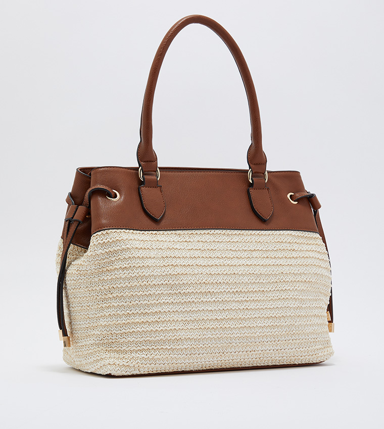 Buy Dune London Dagny Raffia Tote Bag In Tan | 6thStreet UAE