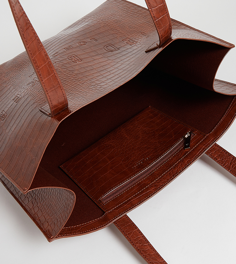 Buy Ted Baker CROCCON Textured Tote Bag In Tan | 6thStreet UAE