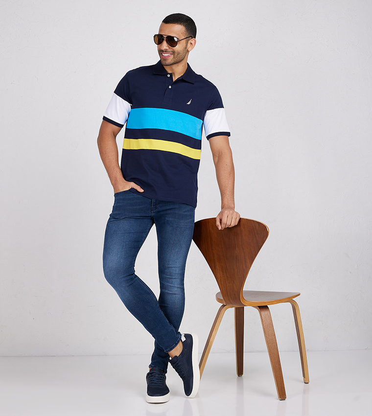 Buy Nautica DEXTER Color Block Polo T Shirt In DARK NAVY | 6thStreet UAE