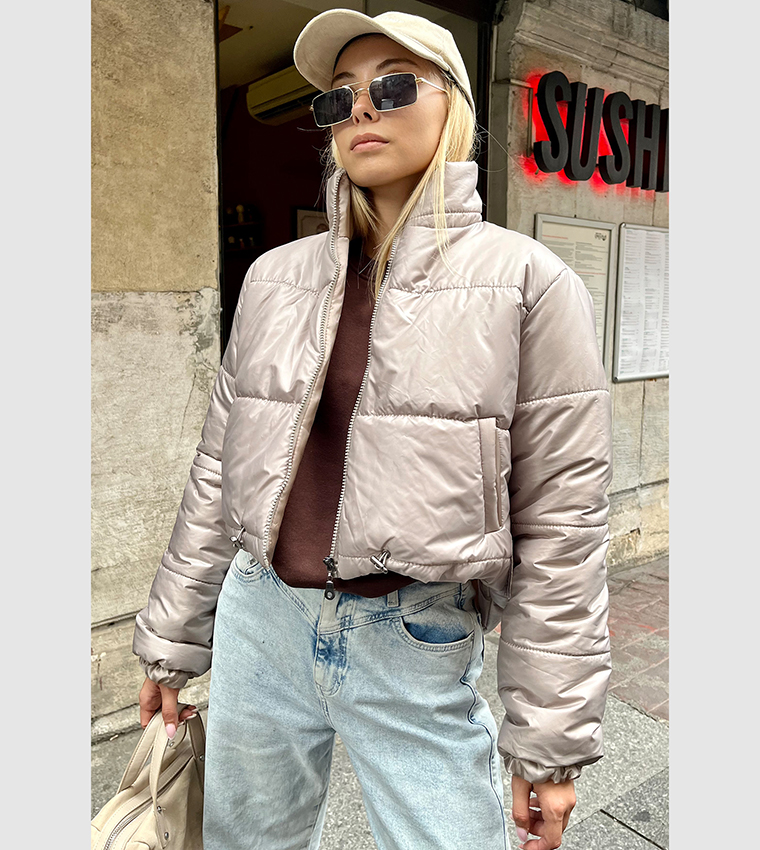 Buy Trend Alaçatı Stili Zippered High Neck Inflatable Puffer Jacket In ...