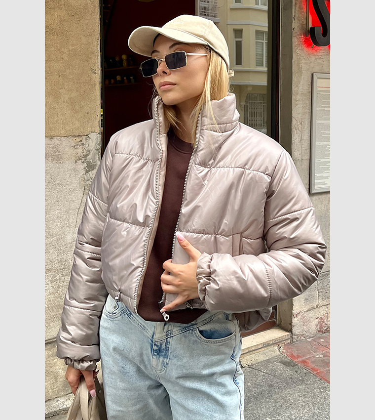 Buy Trend Alaçatı Stili Zippered High Neck Inflatable Puffer Jacket In ...