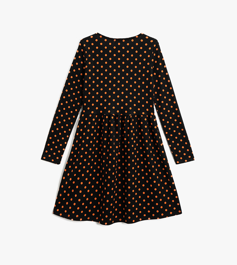 Buy Koton Polka Dot Printed Long Sleeves Dress In Black | 6thStreet Qatar