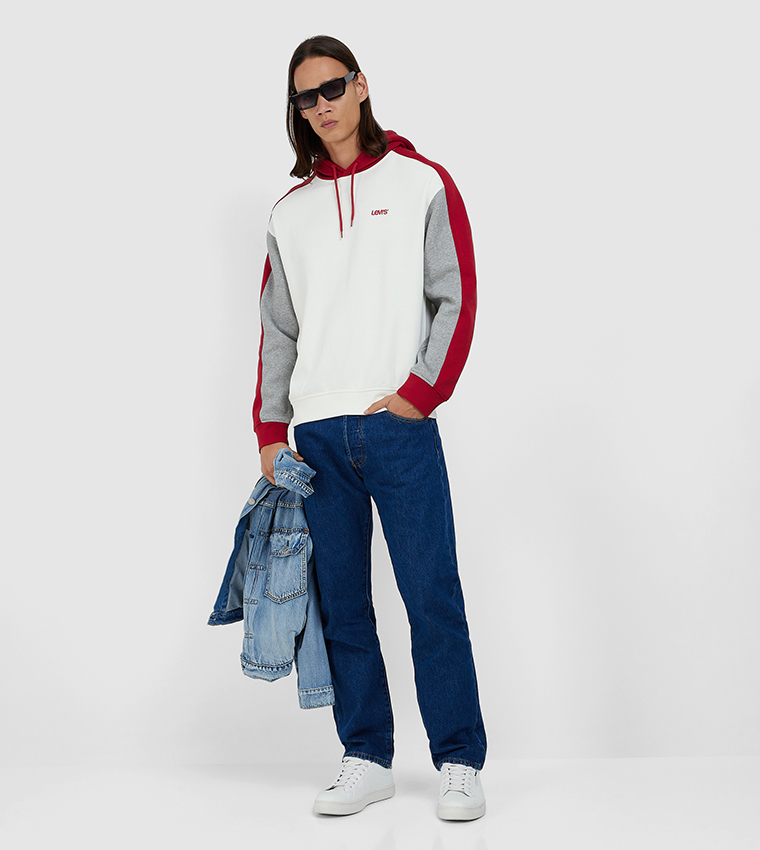Buy Levi's Color Block Long Sleeves Hoodie In White | 6thStreet UAE
