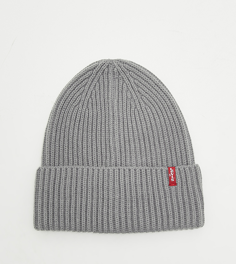 Buy Levi's Logo Detail Knitted Beanie In Grey | 6thStreet Kuwait