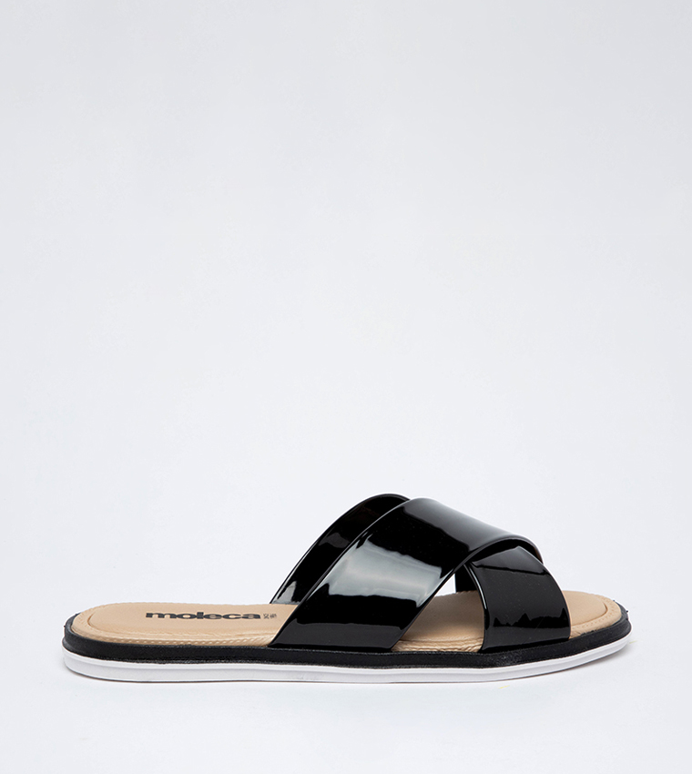 Buy Moleca JANYA Criss Cross Open Toe Flat Sandals In Black | 6thStreet UAE