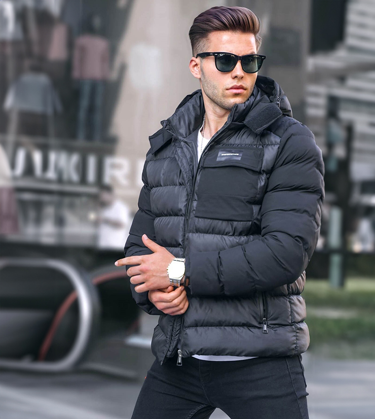 Buy Madmext Hooded Inflatable Puffer Jacket In Blue | 6thStreet Kuwait