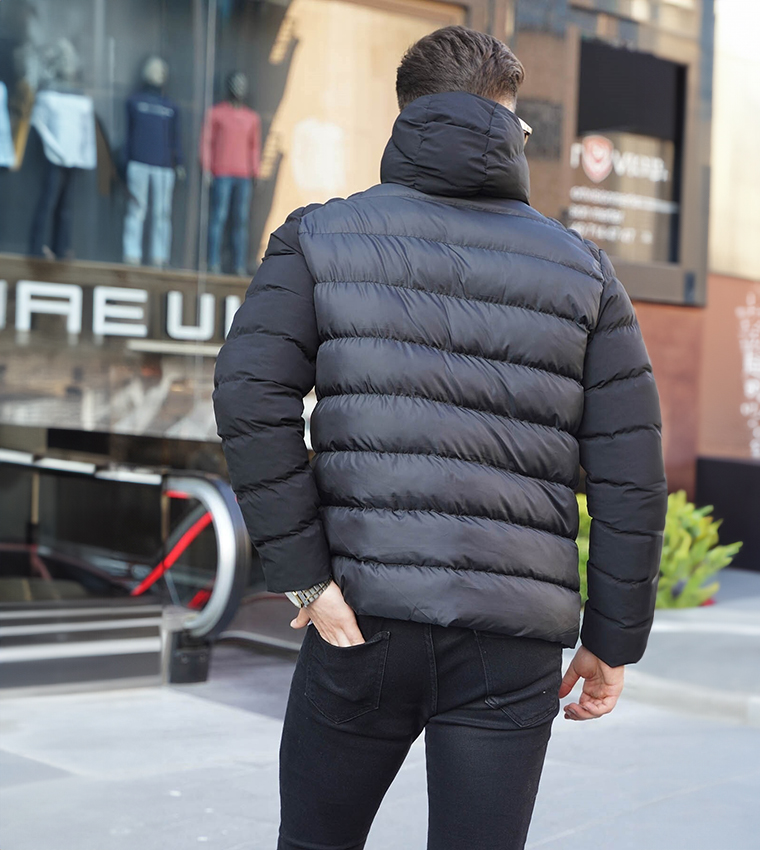 Buy Madmext Hooded Inflatable Puffer Jacket In Blue | 6thStreet Kuwait