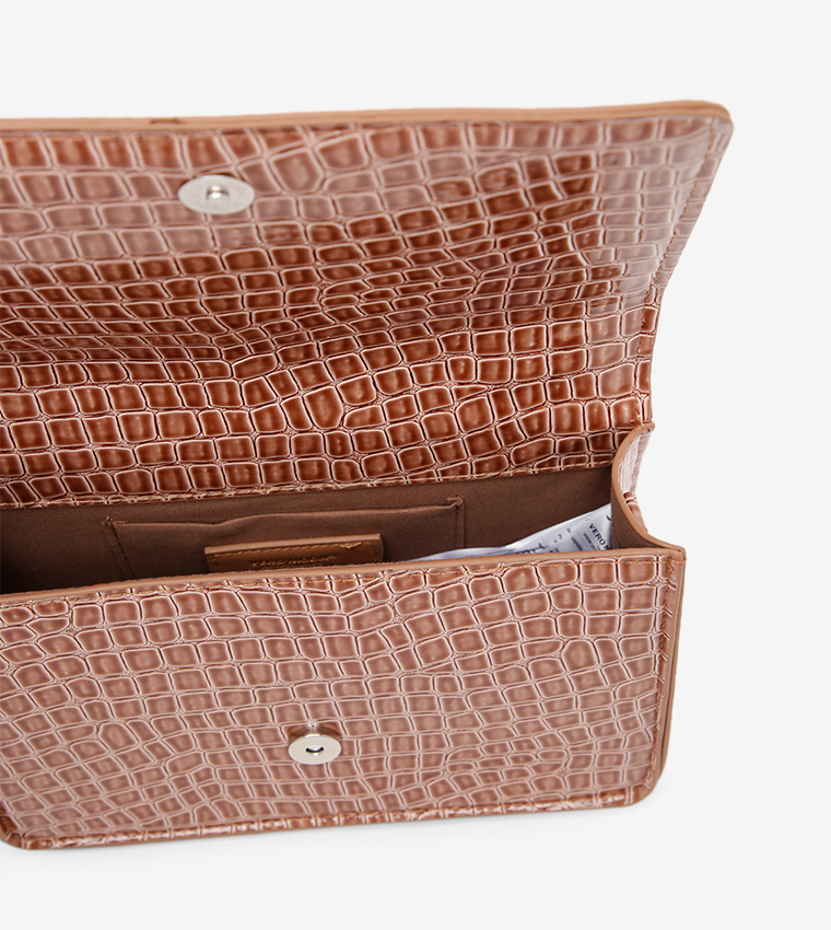 Buy Vero Moda Textured Cross Body Bag With Press Button Closure Brown ...