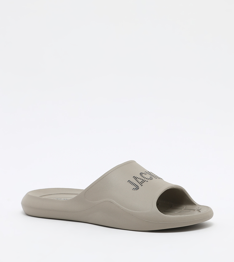 Buy Jack & Jones Logo Embossed Slides In Beige | 6thStreet UAE