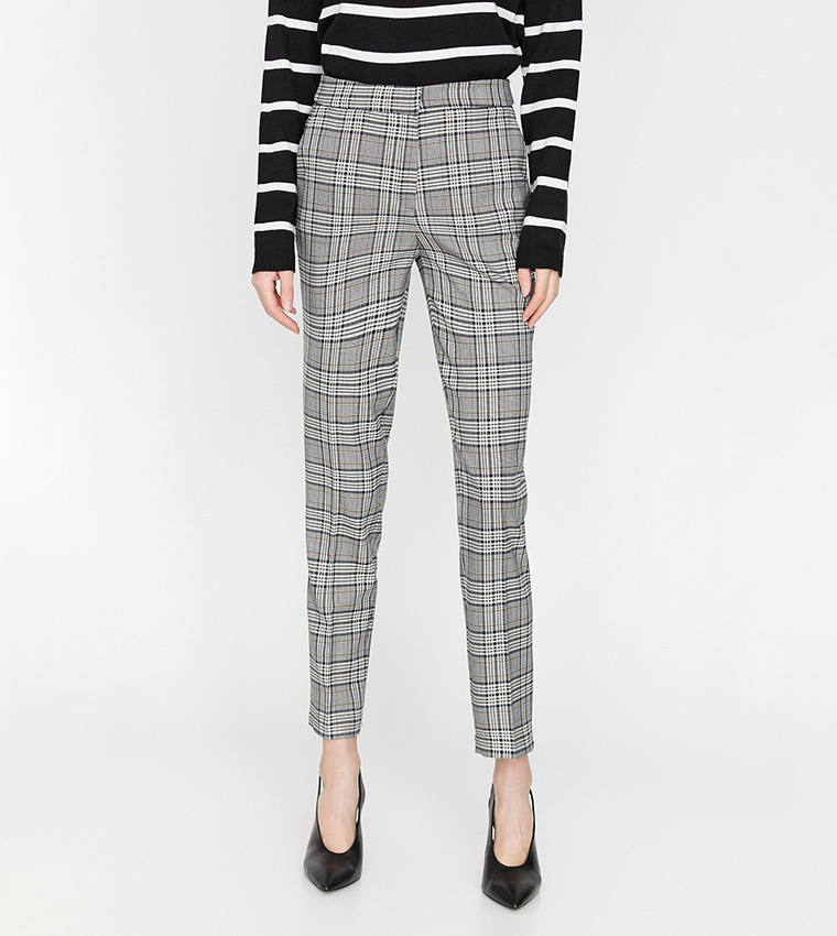 Buy Koton Ankle Length Check Pant In Grey | 6thStreet UAE