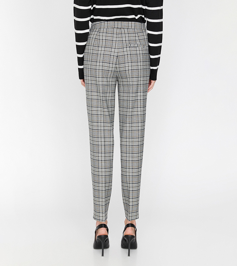 Buy Koton Ankle Length Check Pant In Grey | 6thStreet UAE