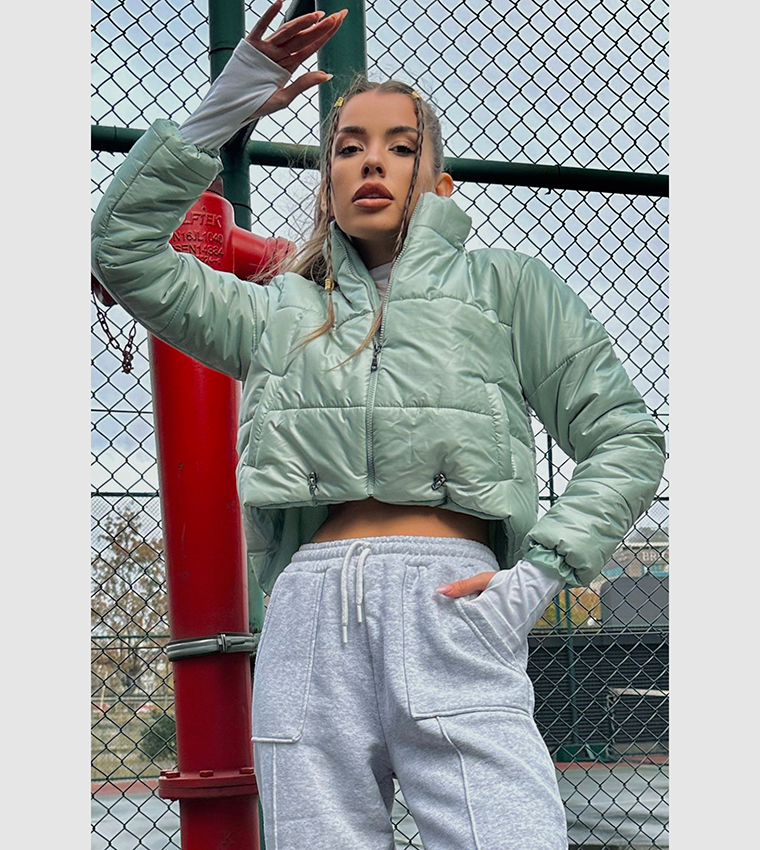 Buy Trend Alaçatı Stili Quilted Inflatable Puffer Jacket In Mint ...