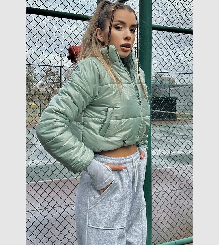 Buy Trend Alaçatı Stili Quilted Inflatable Puffer Jacket In Mint ...