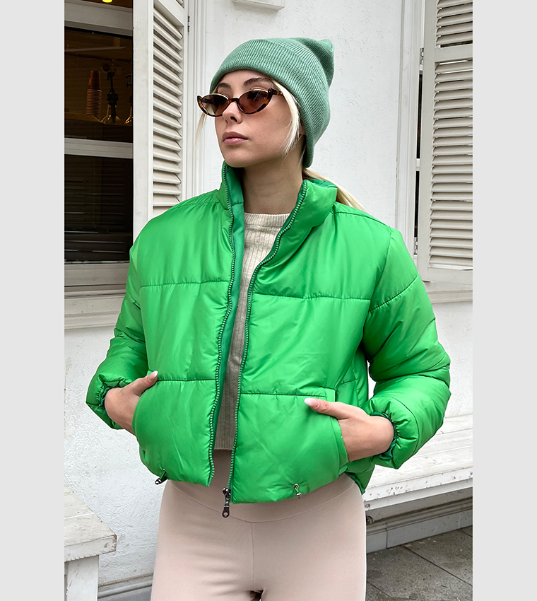 Buy Trend Alaçatı Stili Quilted Inflatable Puffer Jacket In Green ...