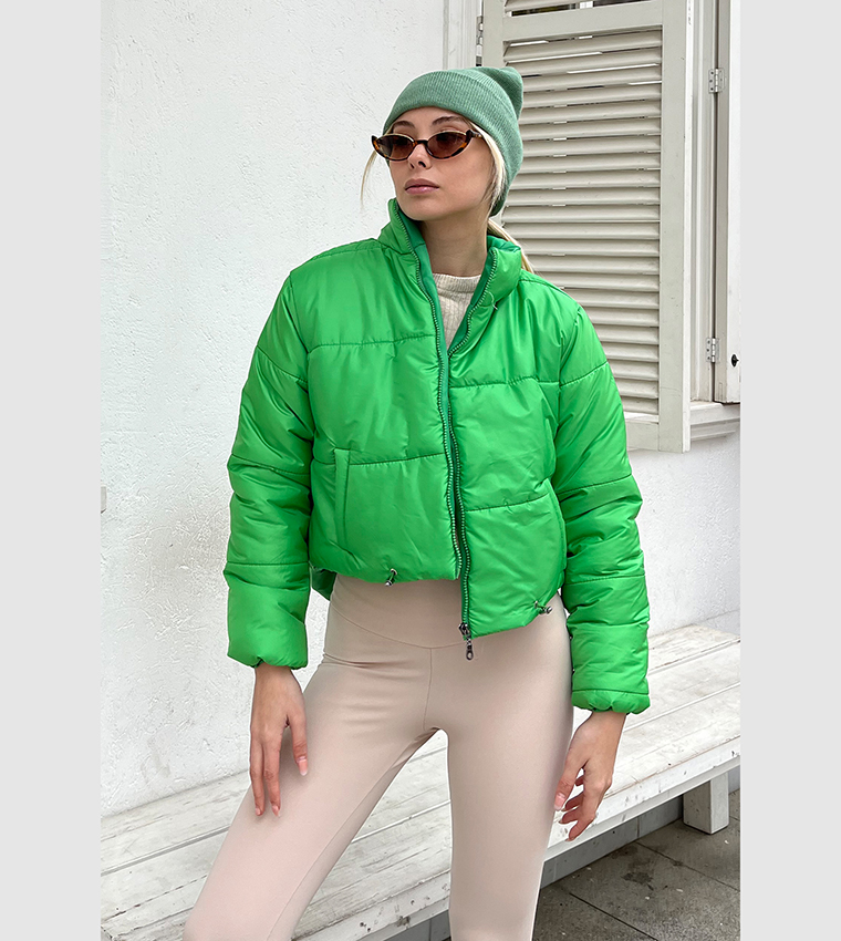Buy Trend Alaçatı Stili Quilted Inflatable Puffer Jacket In Green ...