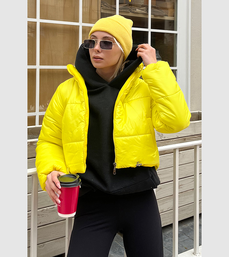 Buy Trend Alaçatı Stili Zippered High Neck Inflatable Puffer Jacket In ...