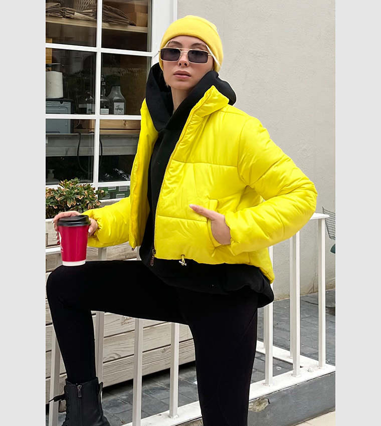 Buy Trend Alaçatı Stili Zippered High Neck Inflatable Puffer Jacket In ...