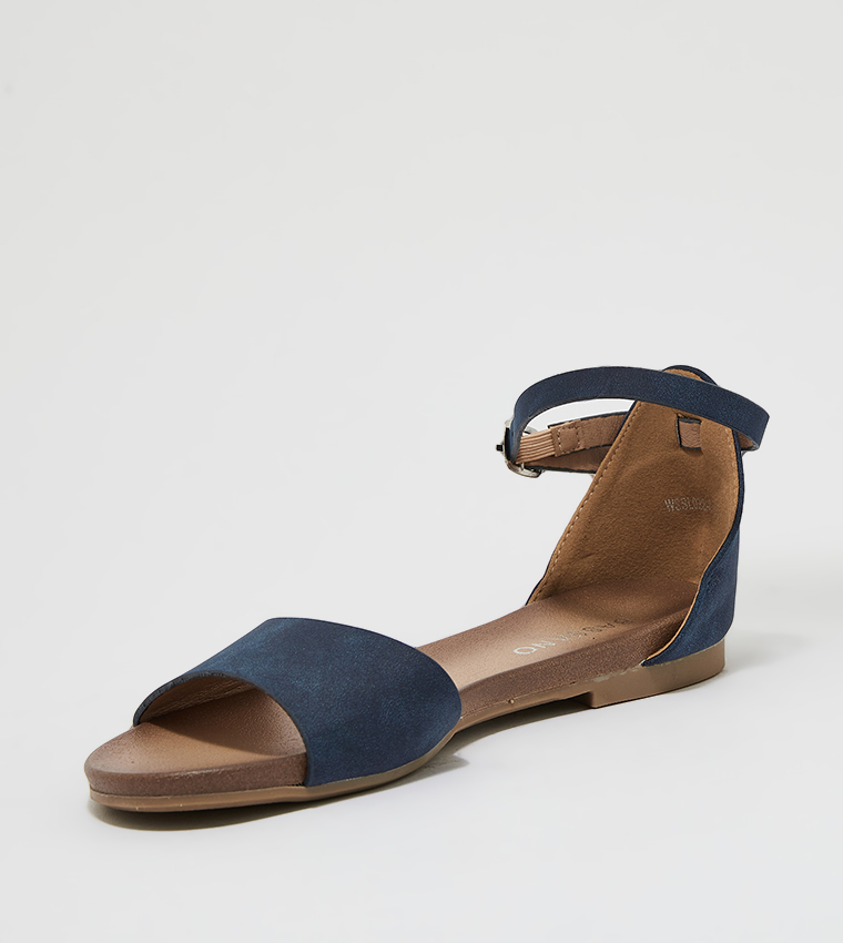 Buy Bassano @ CCC Ankle Strap Flat Sandals In Blue | 6thStreet UAE