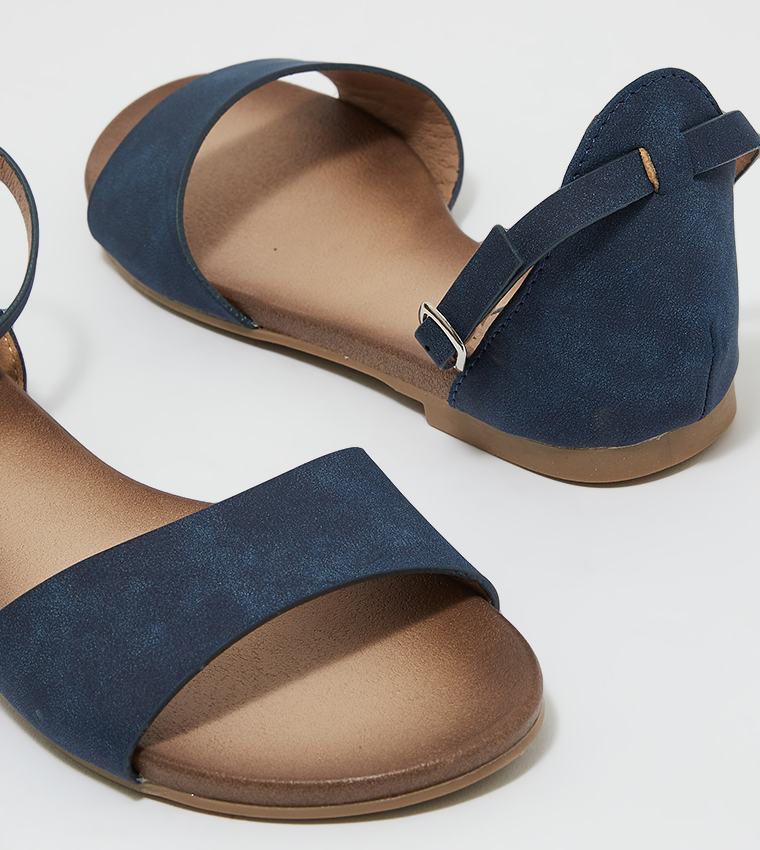 Buy Bassano @ CCC Ankle Strap Flat Sandals In Blue | 6thStreet UAE