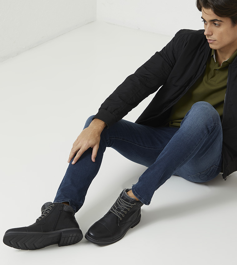 Buy Ottimo Classic Wing Tip Boots In Black | 6thStreet Qatar