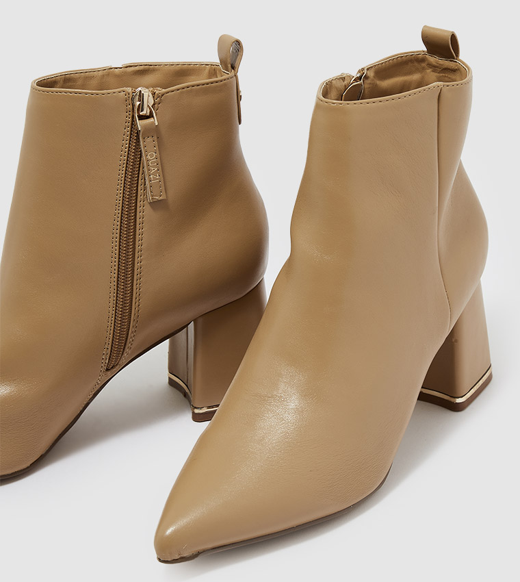 Buy Quazi @ CCC Almond Toe Ankle Boots In Beige | 6thStreet Bahrain