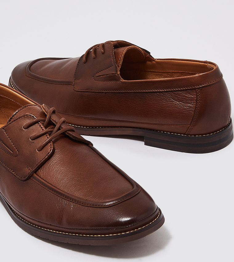 Buy Gino Rossi @ CCC Open Flap Lacing Derby Shoes In Brown | 6thStreet UAE