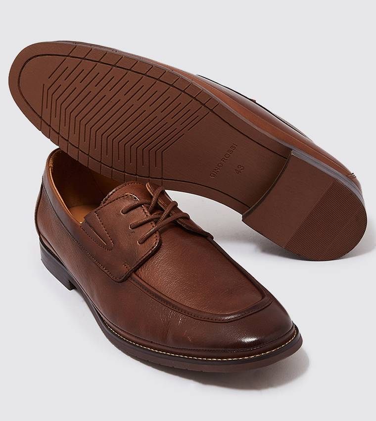 Buy Gino Rossi @ CCC Open Flap Lacing Derby Shoes In Brown | 6thStreet UAE