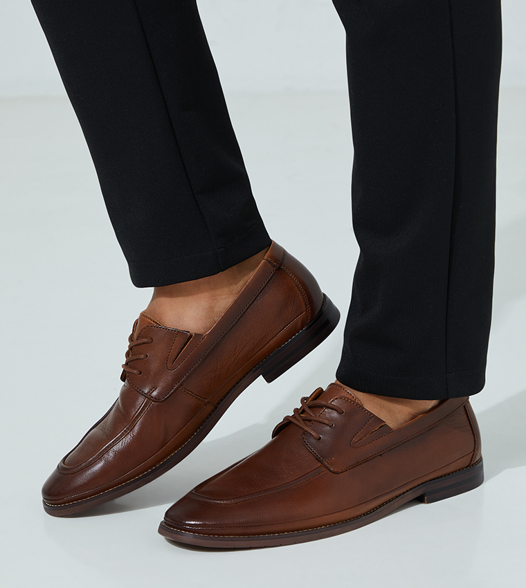 Buy Gino Rossi @ CCC Open Flap Lacing Derby Shoes In Brown | 6thStreet UAE