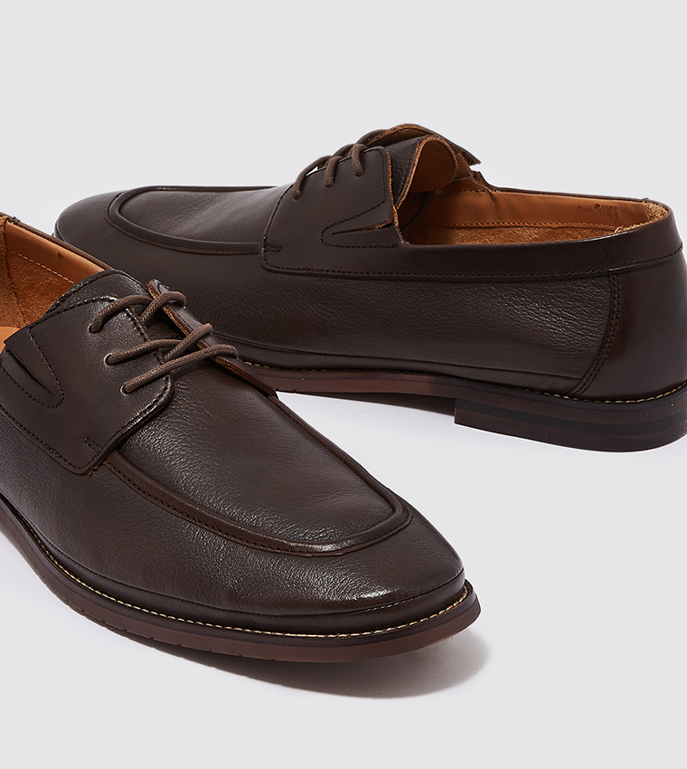 Buy Gino Rossi @ CCC Open Flap Lacing Derby Shoes In Brown | 6thStreet UAE