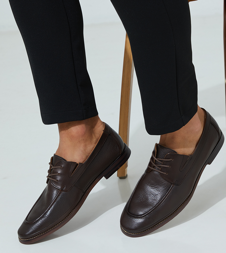 Buy Gino Rossi @ CCC Open Flap Lacing Derby Shoes In Brown | 6thStreet UAE
