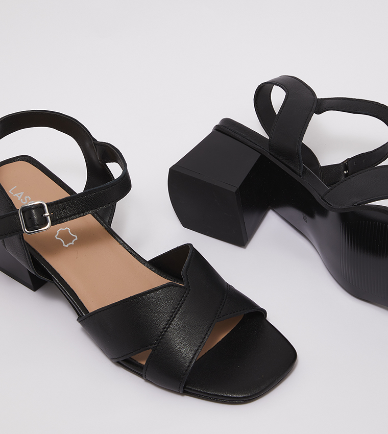 Buy Lasocki @ CCC Ankle Strap Block Heeled Sandals In Black | 6thStreet ...