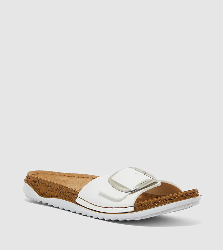 Buy Inblu @ CCC Buckle Accent Slide Sandals In White | 6thStreet UAE
