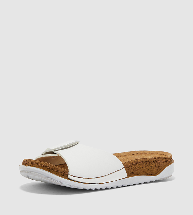 Buy Inblu @ CCC Buckle Accent Slide Sandals In White | 6thStreet UAE