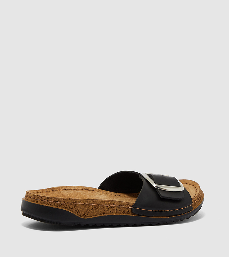 Buy Inblu @ CCC Buckle Accent Slide Sandals In Black | 6thStreet Saudi ...