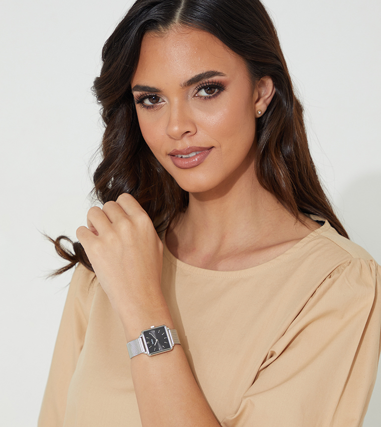 Buy DEEZEE @ CCC Classic Square Dial Analog Watch In Silver | 6thStreet Bahrain