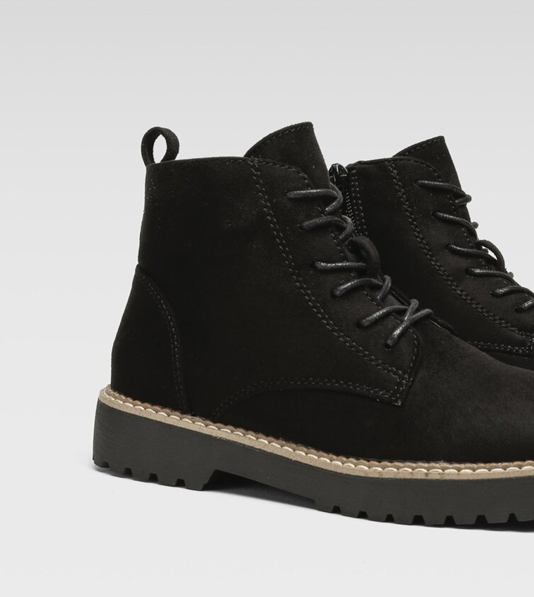 Buy Clara Barson @ CCC Round Toe Lace Up Ankle Boots In Black ...