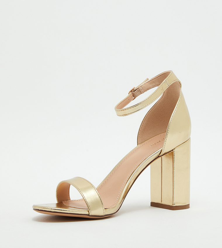Buy DEEZEE @ CCC Block Heel D'Orsay Sandals In Gold | 6thStreet Saudi ...