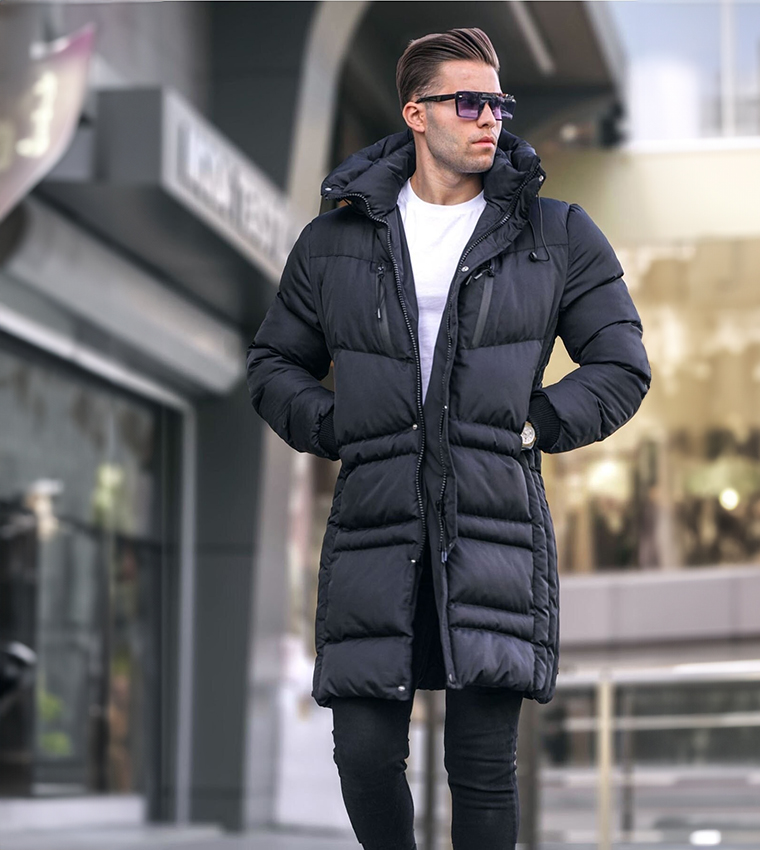 Buy Madmext Quilted Long Inflatable Jacket In Black | 6thStreet Saudi ...