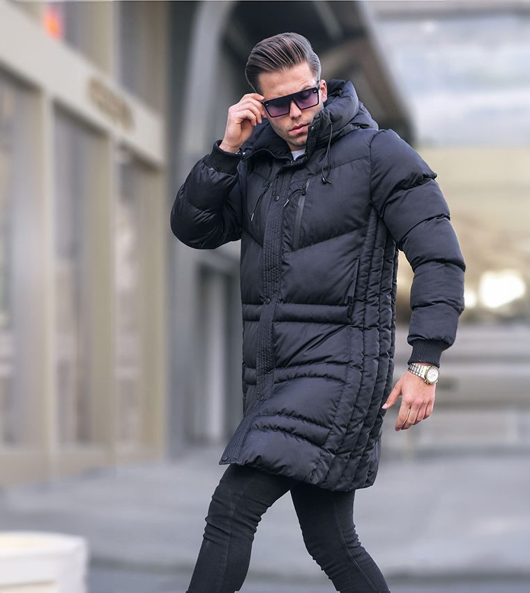 Buy Madmext Quilted Long Inflatable Jacket In Black | 6thStreet Saudi ...